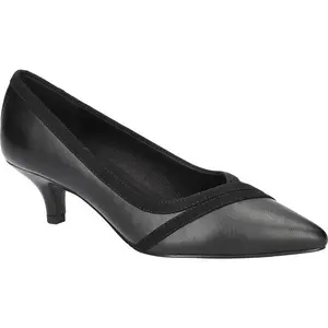 EASY WORKS BY EASY STREET Maye Pointed Toe Kitten Heel Pump - Black-lamy