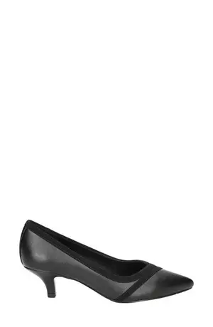 EASY WORKS BY EASY STREET Maye Pointed Toe Kitten Heel Pump - Black-lamy