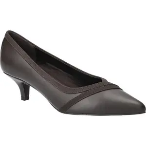 EASY WORKS BY EASY STREET Maye Pointed Toe Kitten Heel Pump Brown-lamy