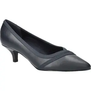 EASY WORKS BY EASY STREET Maye Pointed Toe Kitten Heel Pump - Navy-lamy