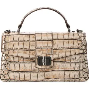 Brahmin Genie Embossed Leather Top Handle Bag - Fossilized