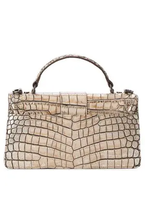 Brahmin Genie Embossed Leather Top Handle Bag - Fossilized