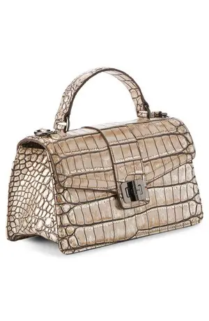 Brahmin Genie Embossed Leather Top Handle Bag - Fossilized