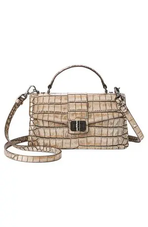 Brahmin Genie Embossed Leather Top Handle Bag - Fossilized