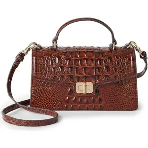 Brahmin Genie Embossed Leather Top Handle Bag - Pecan