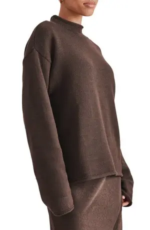 Splendid Elsie Cotton Blend Roll Edge Sweater - Java Brown