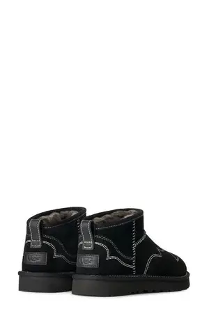 UGG Classic Ultra Mini Western Leather Boot - Black