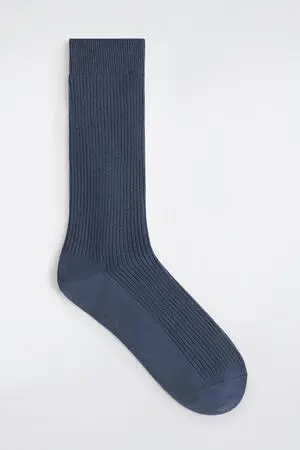 Cos Ribbed Cotton Socks Blue