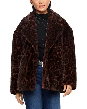 Karen Kane Faux Fur Shawl Collar Coat