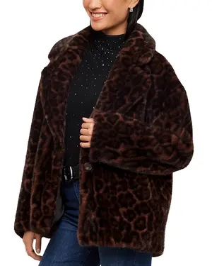 Karen Kane Faux Fur Shawl Collar Coat