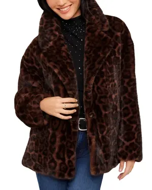 Karen Kane Faux Fur Shawl Collar Coat