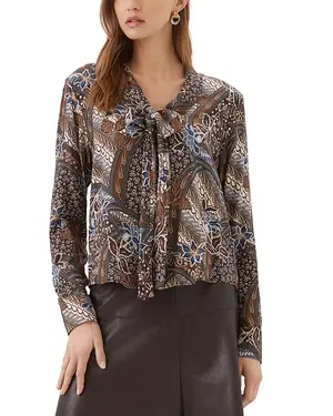 Karen Kane Bow Neck Long Sleeve Blouse