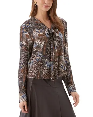 Karen Kane Bow Neck Long Sleeve Blouse