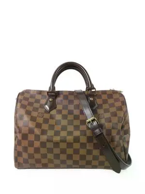 LOUIS VUITTON Speedy Bandoulière Damier Ebene Tote Bag - Brown