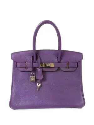 Hermès 2012 30 Birkin Leather Tote Bag - Purple