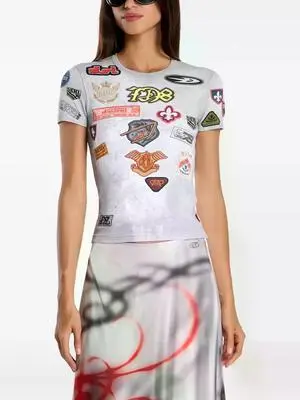 DIESEL® Ribbed Cotton Top With Trompe L'oeil Patches