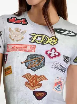 DIESEL® Ribbed Cotton Top With Trompe L'oeil Patches