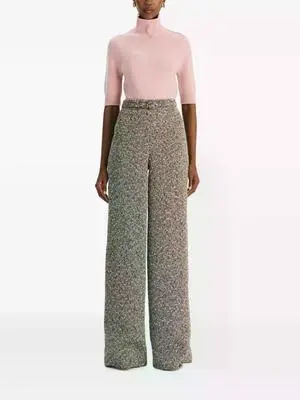 Oscar De La Renta Slubby-tweed Wide-leg Trousers