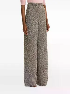 Oscar De La Renta Slubby-tweed Wide-leg Trousers