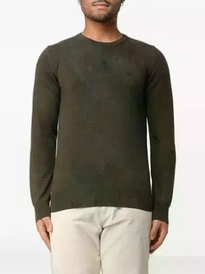 BROOKSFIELD Logo-embroidered Crew-neck Sweater - Green
