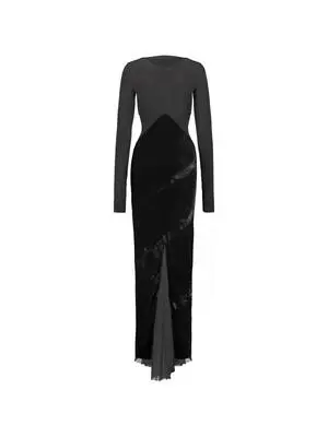 Rick Owens Velvet-panelled Long-sleeve Maxi Dress - Black