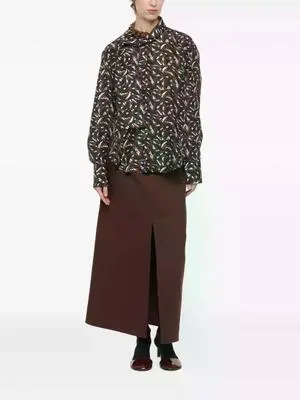 Plan C Abstract-print Haboutai Blouse - Black