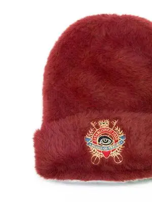 HOUSE OF ERRORS Embroidered-crest Faux-fur Beanie Hat