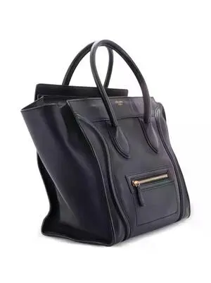 Celine Luggage Bag Smooth Leather Mini Tote Bag - Black