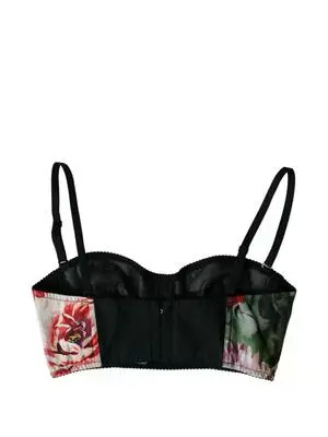 Dolce & Gabbana Floral-print Silk-satin Bra