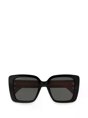 Gucci Web-stripe Square-frame Sunglasses - Red