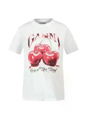 GANNI Cherry-print T-shirt - White