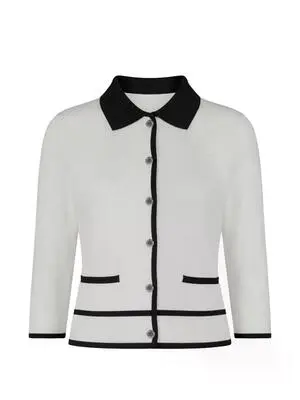 MORGAN Contrast-trim Button-up Cardigan - White