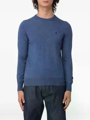 BROOKSFIELD Logo-embroidered Wool Sweater - Blue