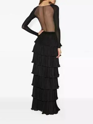 Elisabetta Franchi Bodysuit In Stretch Jersey And Tulle Fabrics