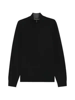 BOSS Zipper-neck Sweater In Virgin Wool With Cashmere - Black