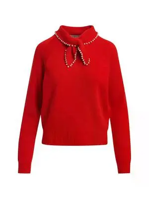 Essentiel Antwerp Pearl-embellished Bow-collar Sweater