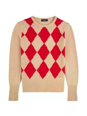 FAY Argyle-pattern Cable-knit Sweater - Neutrals