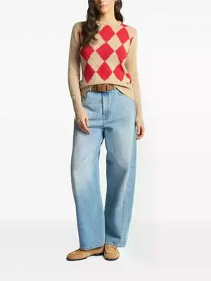 FAY Argyle-pattern Cable-knit Sweater