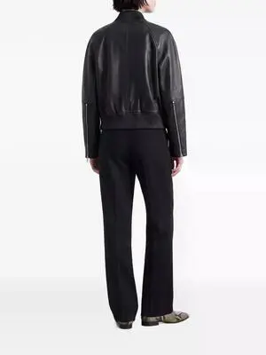 Max Mara Amour Ribbed-trim Leather Jacket