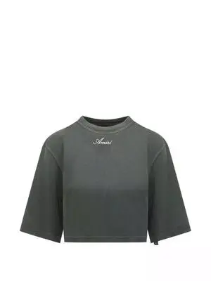 Amiri Logo-embroidered Cropped Top - Grey