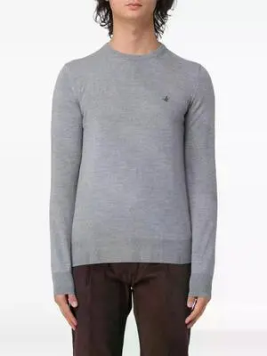 BROOKSFIELD Logo-embroidered Wool Sweater - Grey