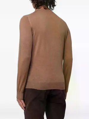 BROOKSFIELD Logo-plaque Wool Sweater - Brown