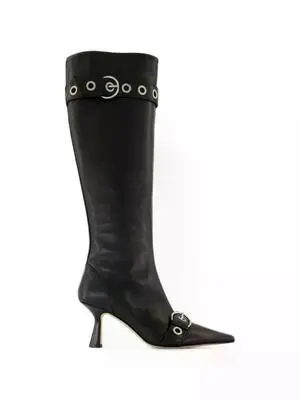 AeydĒ Vivian Eyelet-embellished Buckled Boots - Black