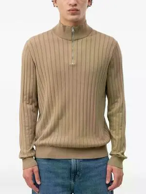 Hugo Ribbed-knit Quarter-zip Sweater - Neutrals