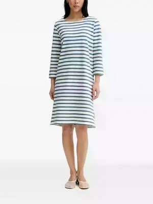 Marc O'polo Horizontal-stripe Three-quarter-sleeve Dress - White