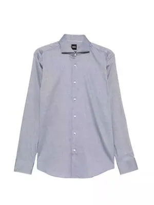 BOSS Micro-patterned Long-sleeve Shirt - Blue