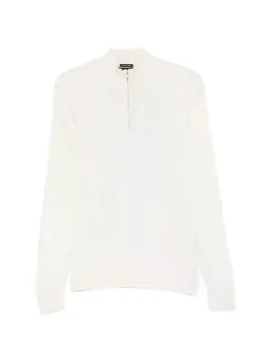 BOSS Quarter-zip Knitted Sweater - Neutrals