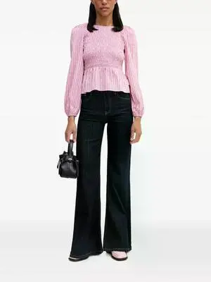 Marc O'polo Shirred Striped Blouse - Pink