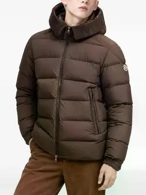 Moncler Logo-print Hooded Puffer Jacket - Brown