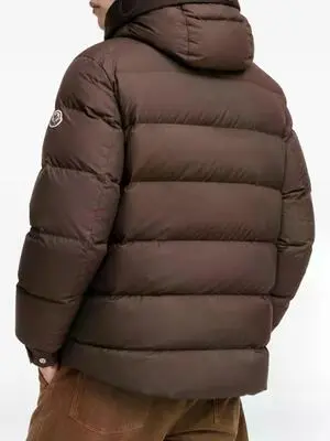 Moncler Logo-print Hooded Puffer Jacket - Brown